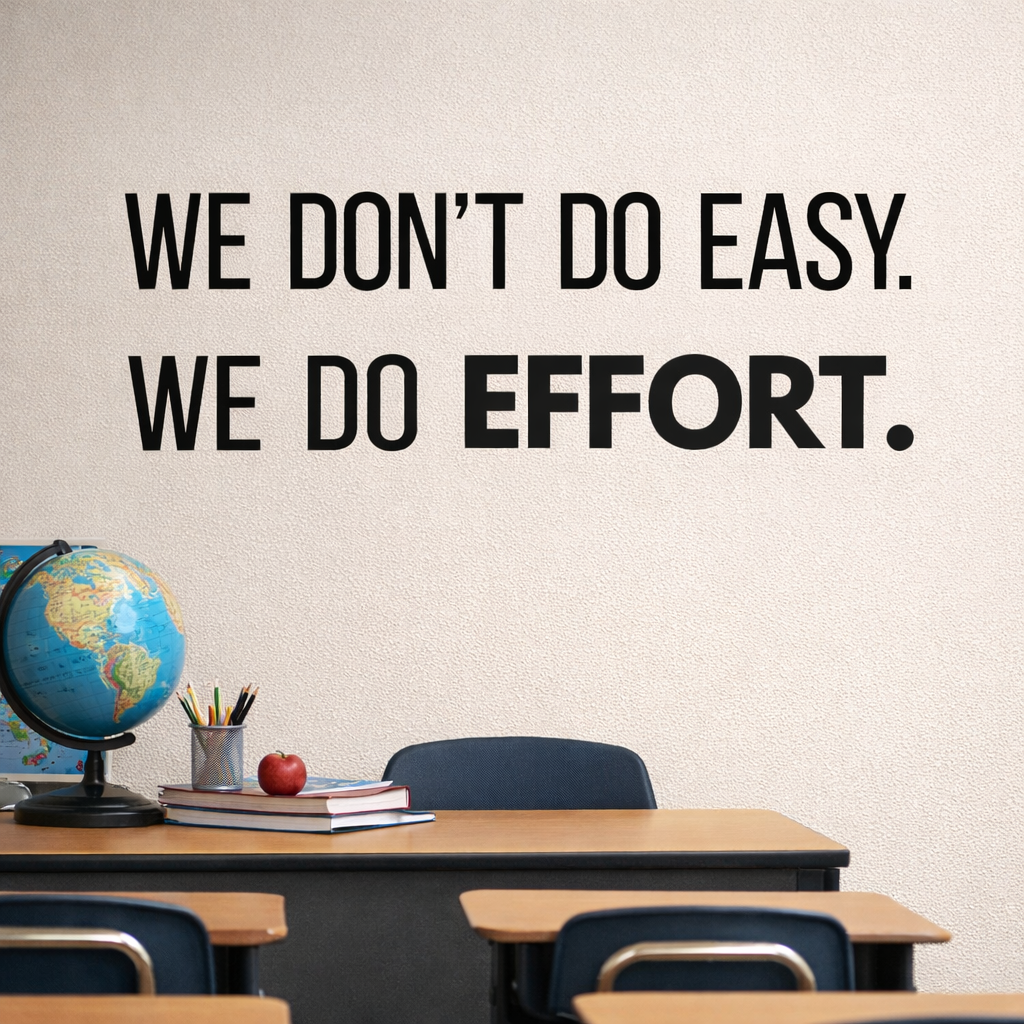 We Don’t Do Easy, We Do Effort – Classroom Motivation Wall Decal for ...