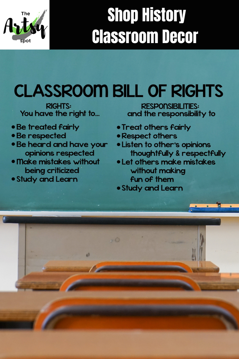 Classroom Bill of Rights, Classroom Rules decal, History classroom ...