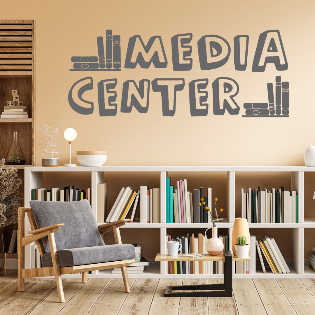 Media Center decal, School media center wall decor, school library wall ...