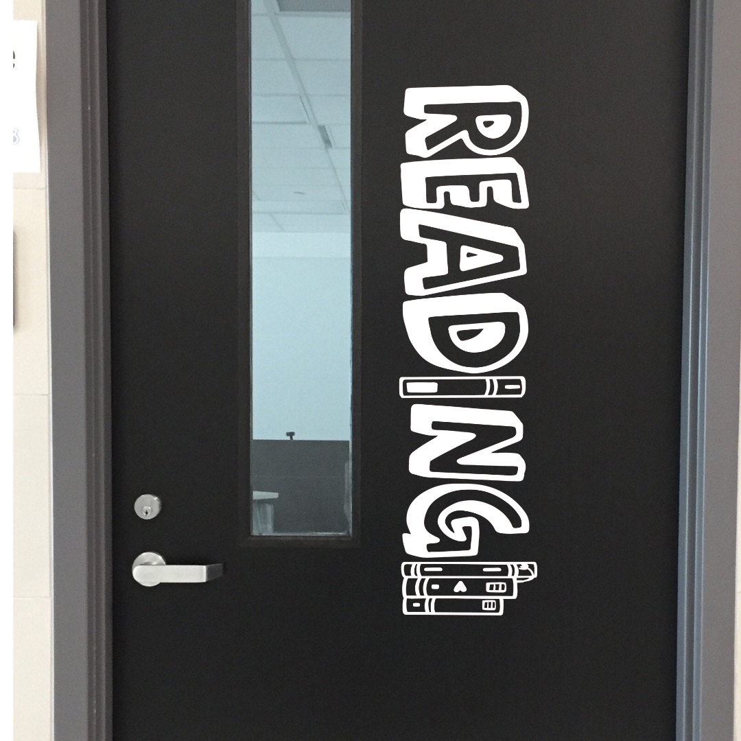 READING with Book Images, reading decal, Reading teacher, school ...