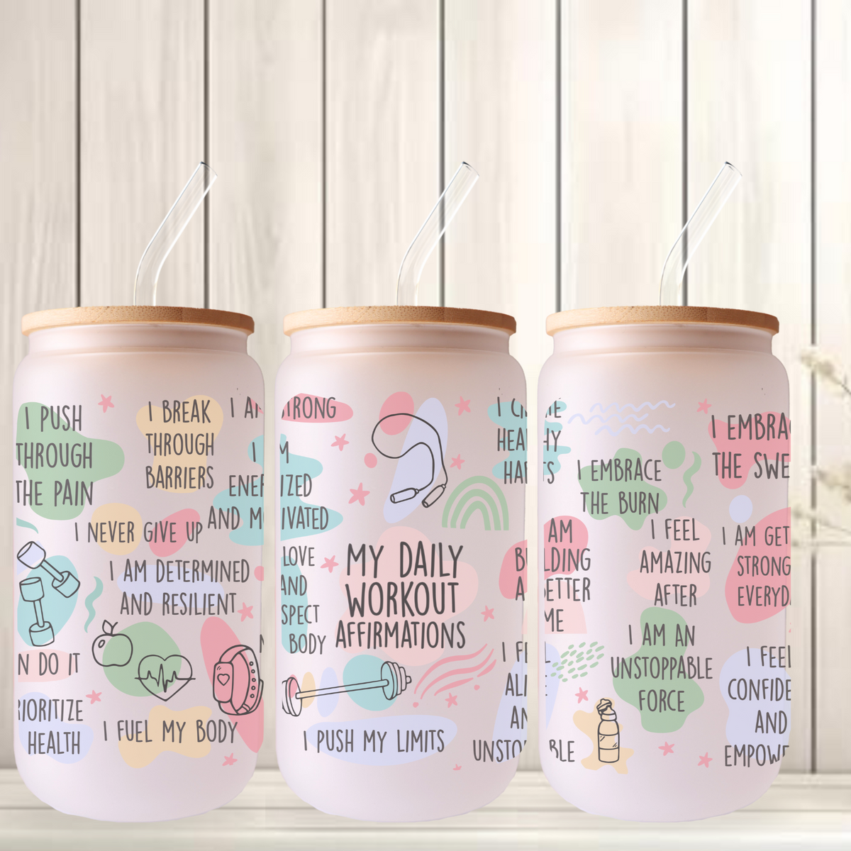 Daily Workout Affirmations Can Glass, Exercise gift, Workout motivation ...