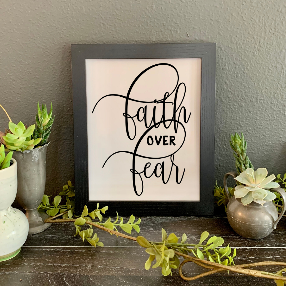 Faith Over Fear Wall Art Print | Christian Sayings FRAMED Print – The ...