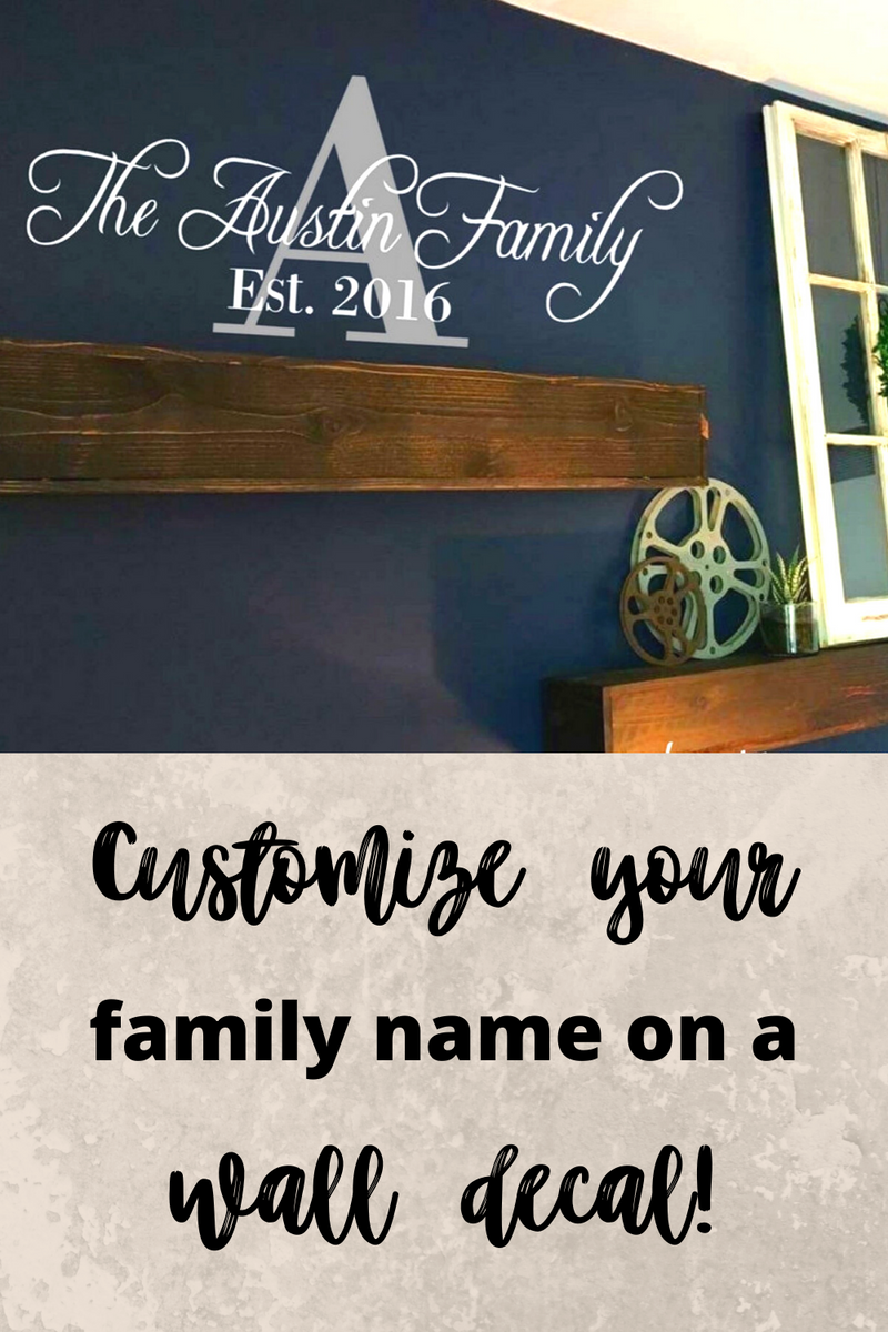 Monogram Family Name decal, wedding gift, housewarming gift, new home ...