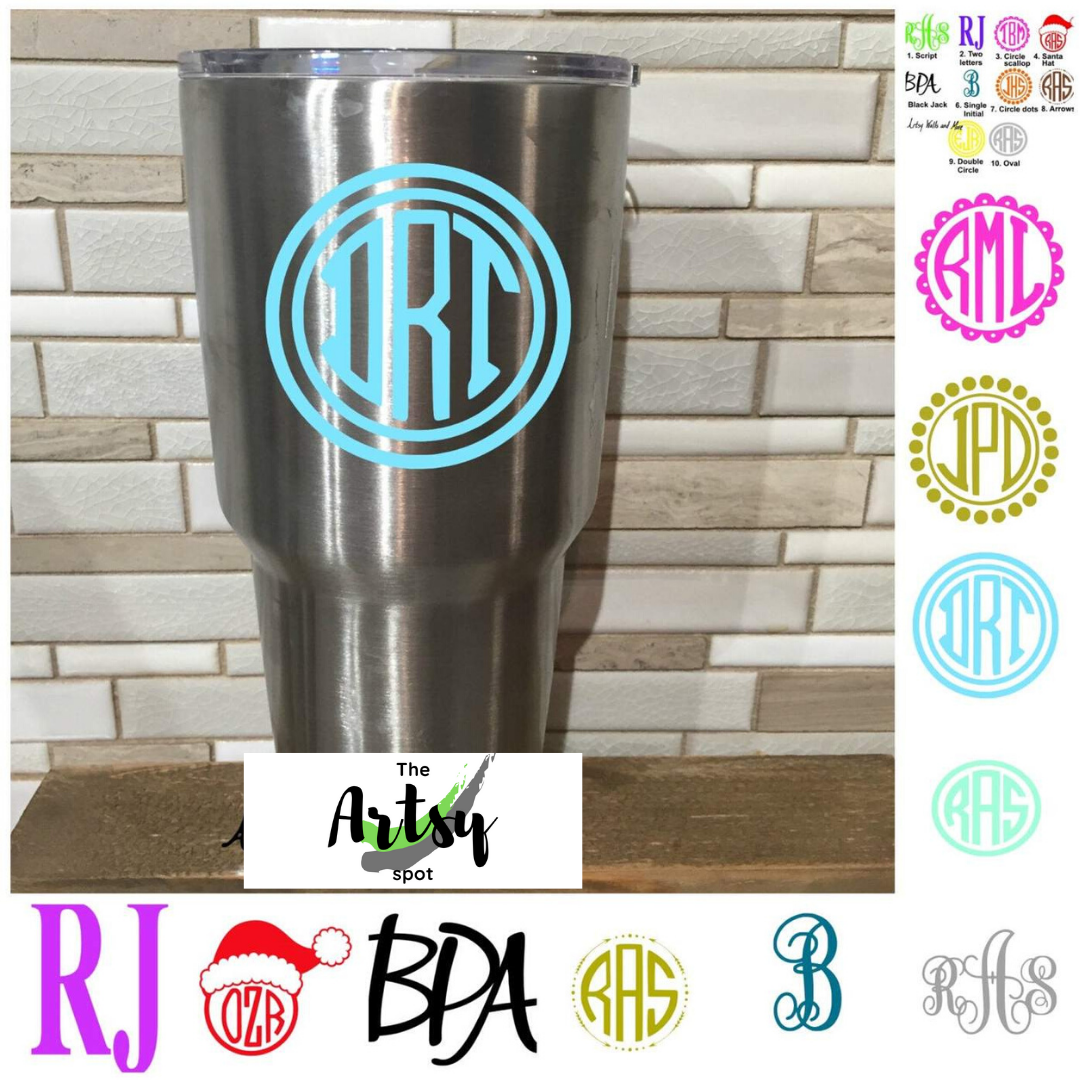 Personalized car window monogram DECAL, car window decal, circle ...