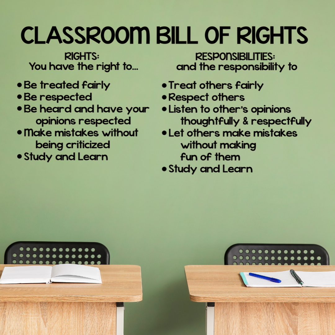 Classroom Bill of Rights, Classroom Rules decal, History classroom ...