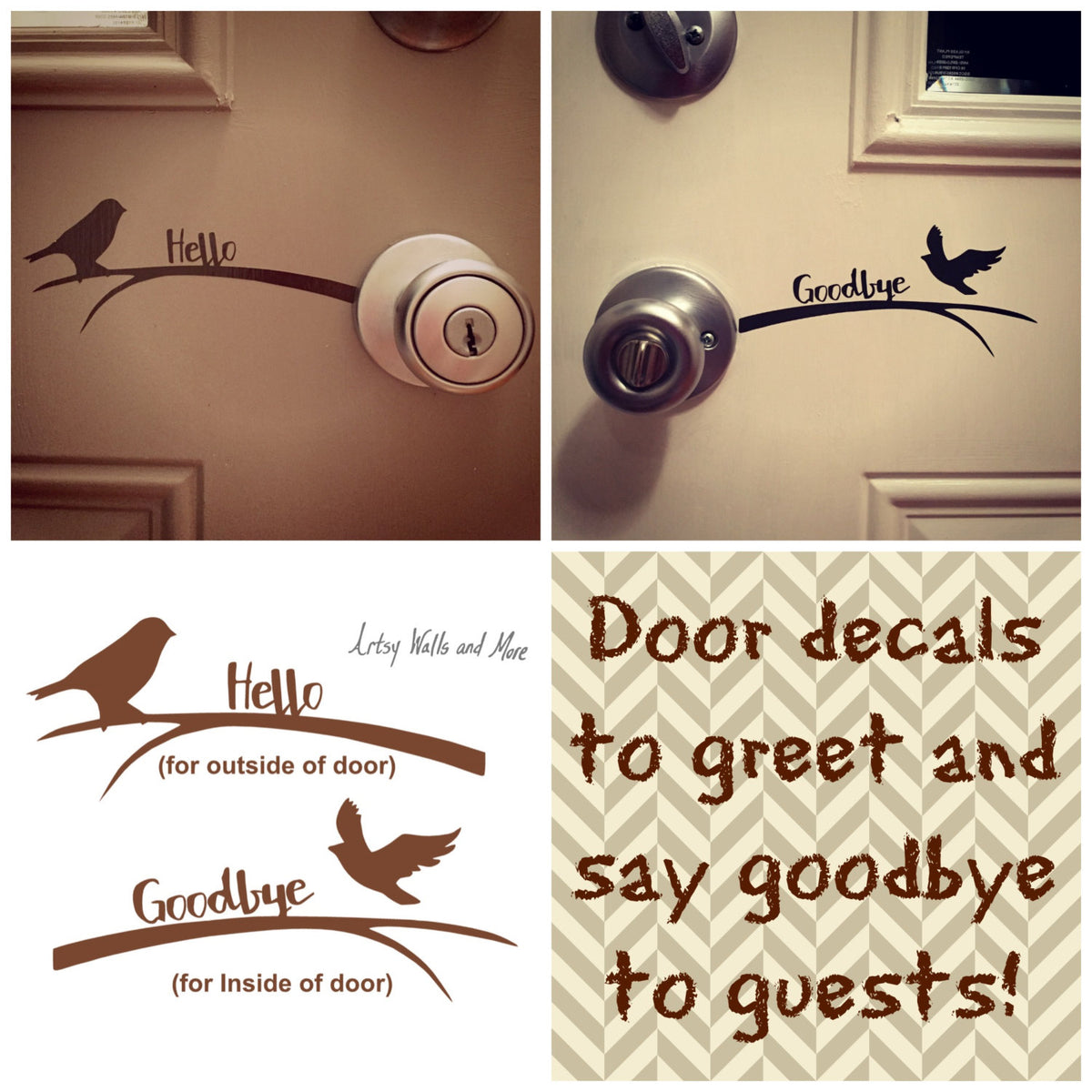 hello decal, goodbye decal, personalized door, Hello and goodbye decals ...