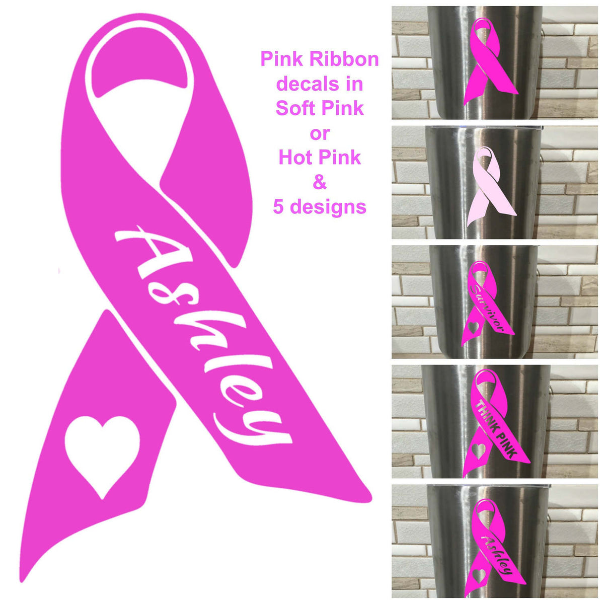 Pink Ribbon Breast Cancer Decal, pink ribbon car decal, Survivor pink ...