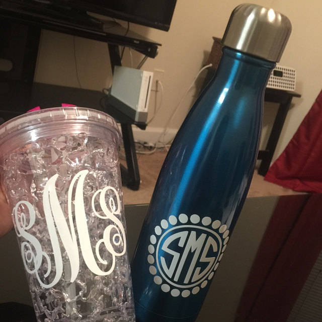 Water Bottle Monogram decal, Script monogram decal, tumbler monograms ...