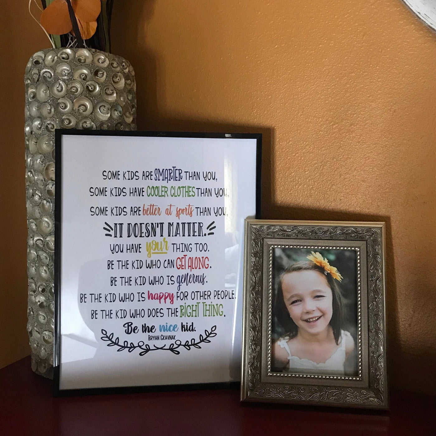 Be the nice kid quote 11x14 FRAMED wall print (color), Be kind wall ...